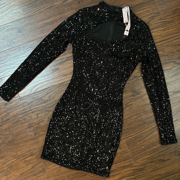 Emprada | Dresses | Nwt Sequin Front Cutout Mini Dress | Poshmark